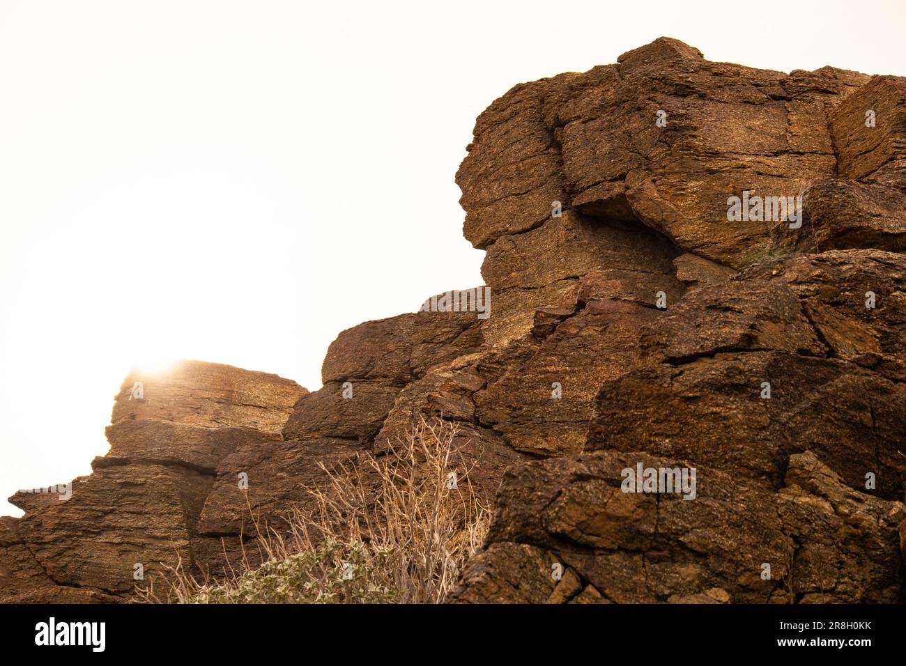 Desert Sunset Over Rocky Cliff Face. Coachella Valley, California Stock ...