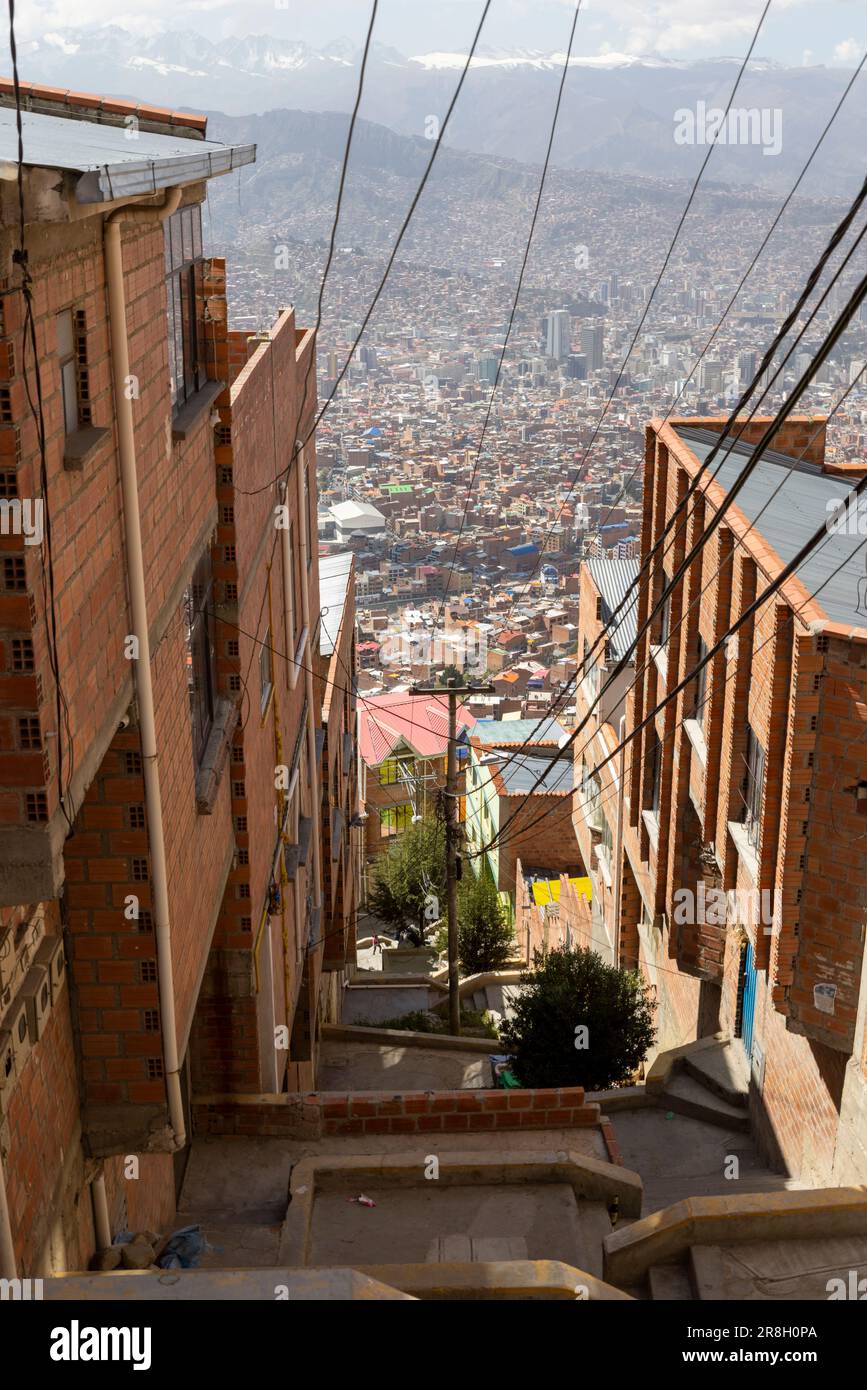 View over the highest administrative capital, the city La Paz in ...