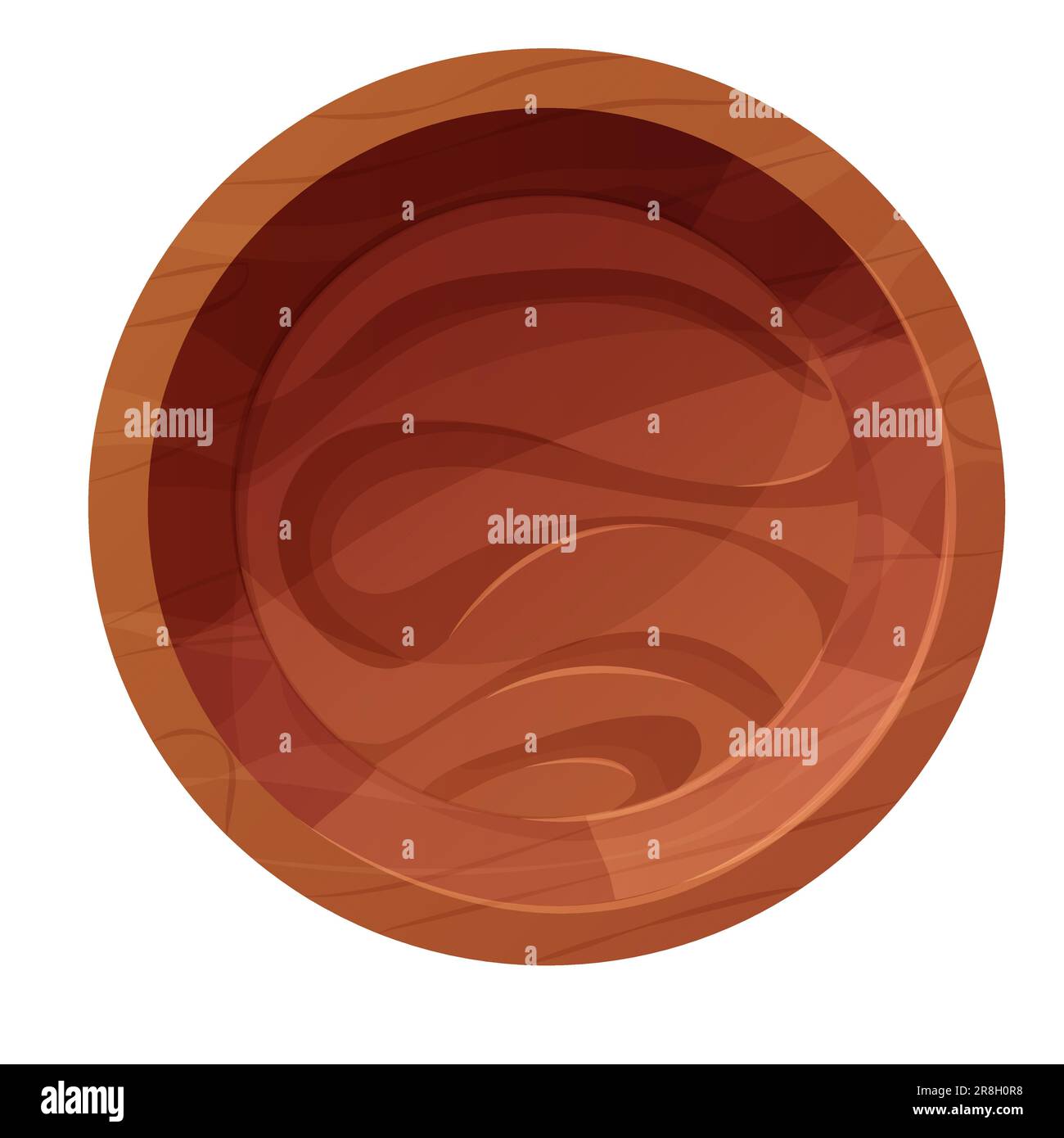 Wooden plate, bowl top view in cartoon style isolated on white ...