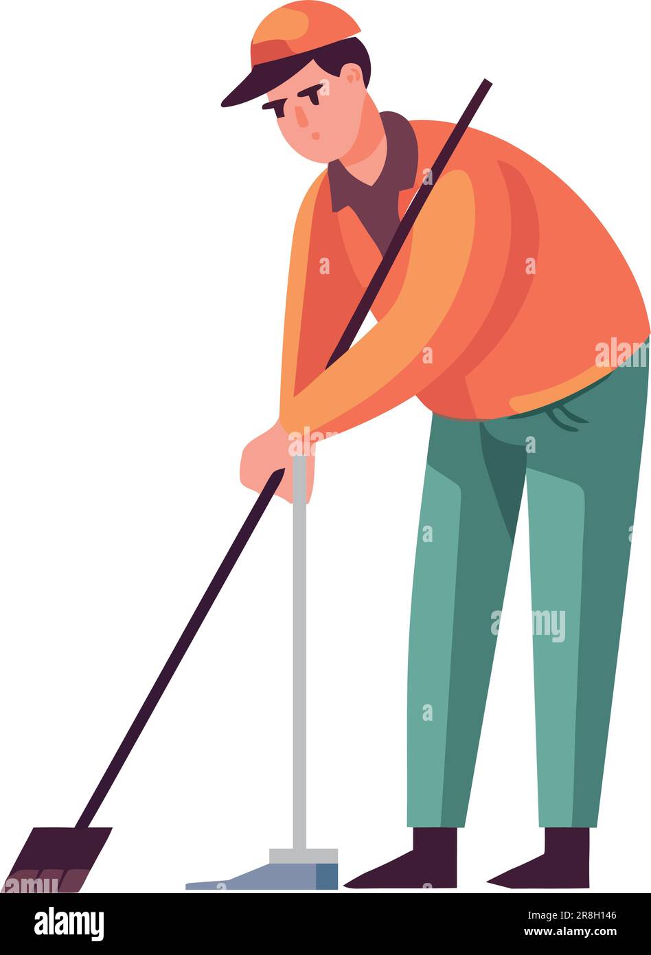 cleaning man with broom and dustpan Stock Vector Image & Art - Alamy