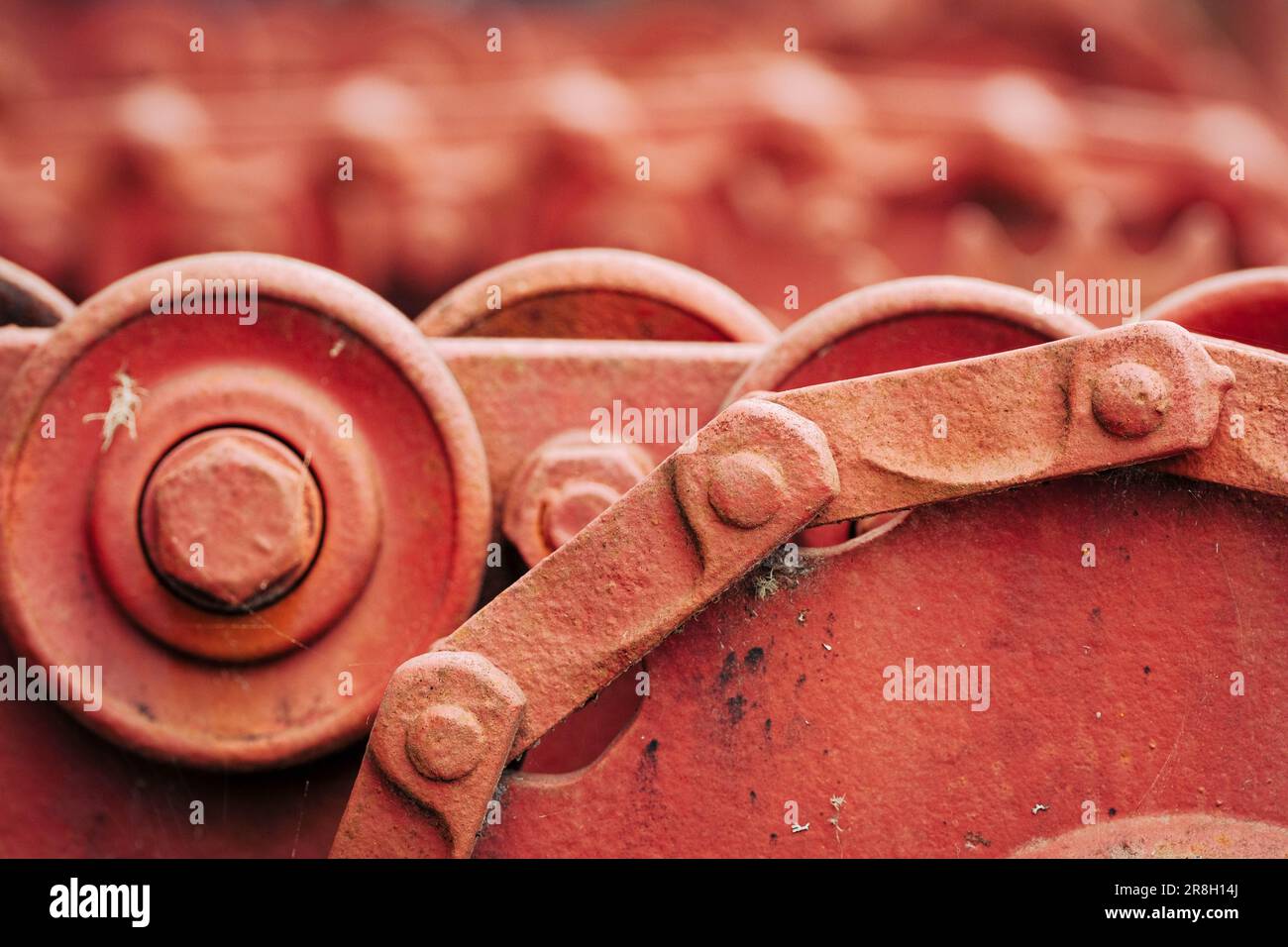 Macro image of painted gears and chains in Ketchican, Alaska Stock ...