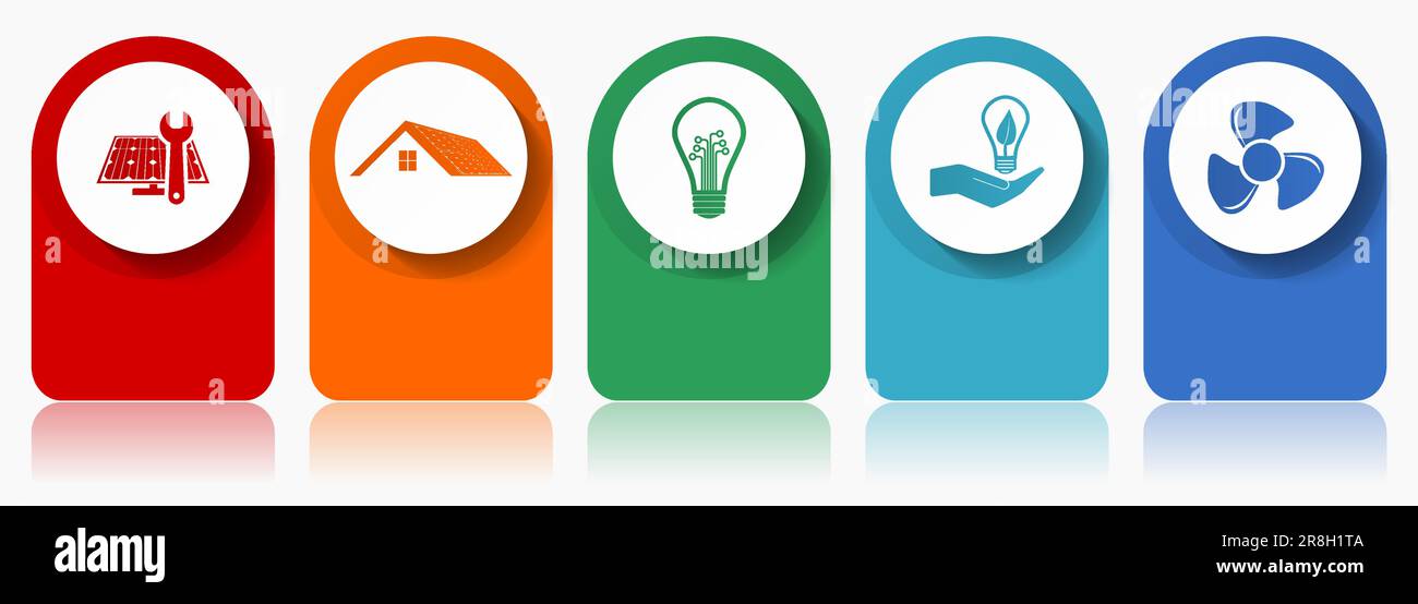 Renewable Energy Icon Set Miscellaneous Vector Icons Such As Solar Panel House Light Bulb And