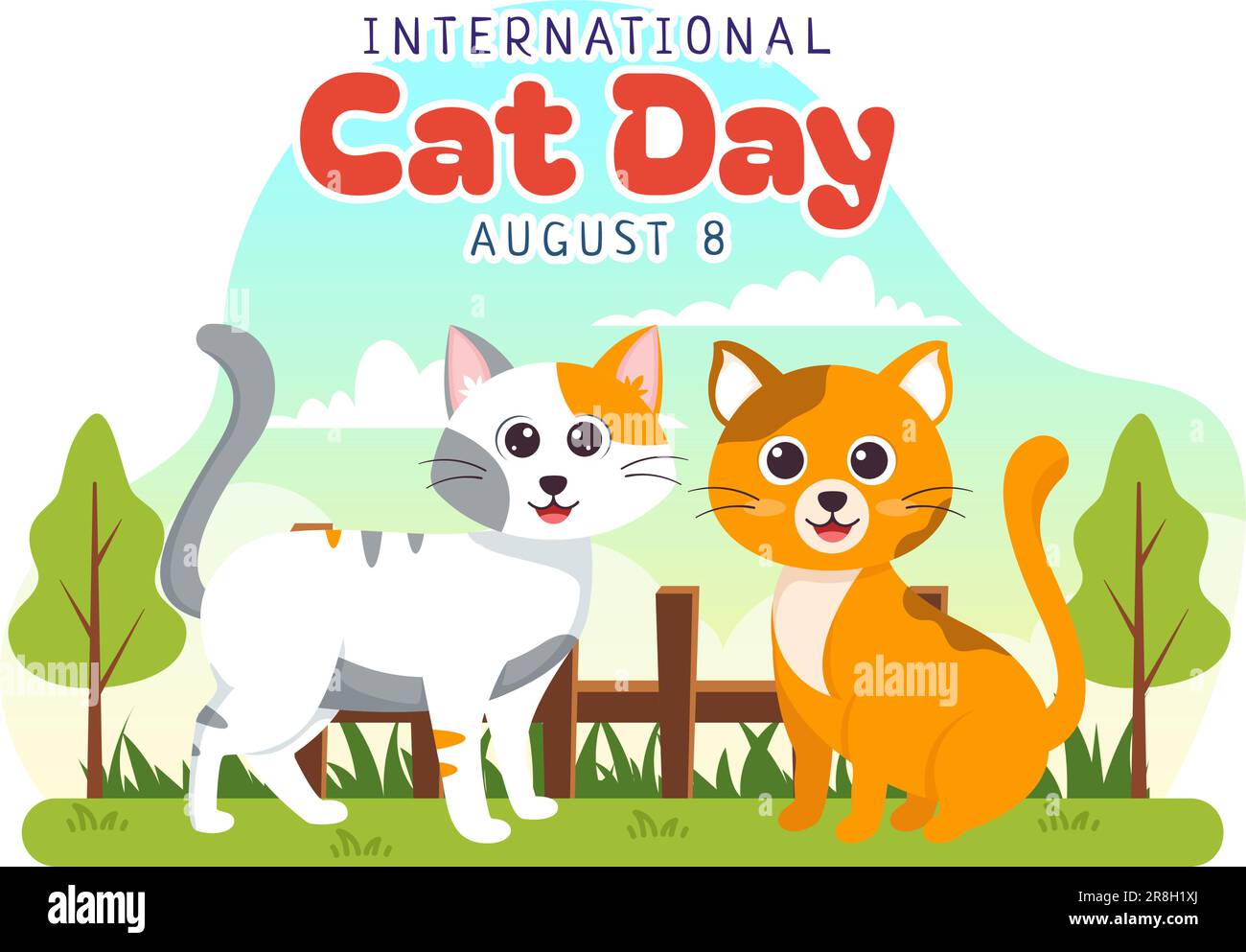 International Cat Day Vector Illustration on August 8 with Cats Animals ...