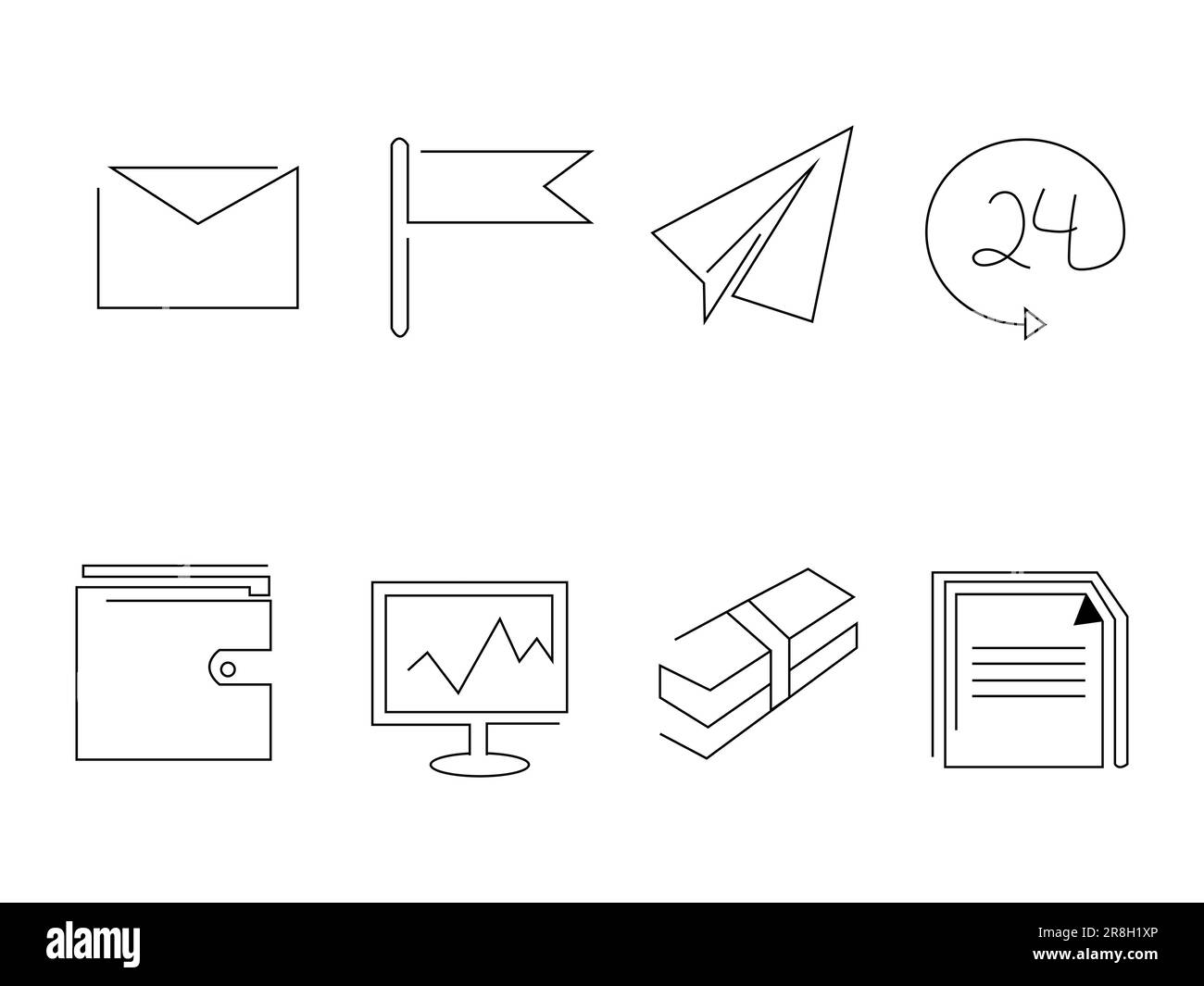 Icon message communication flag paper plane 24 hours time wallet money ...