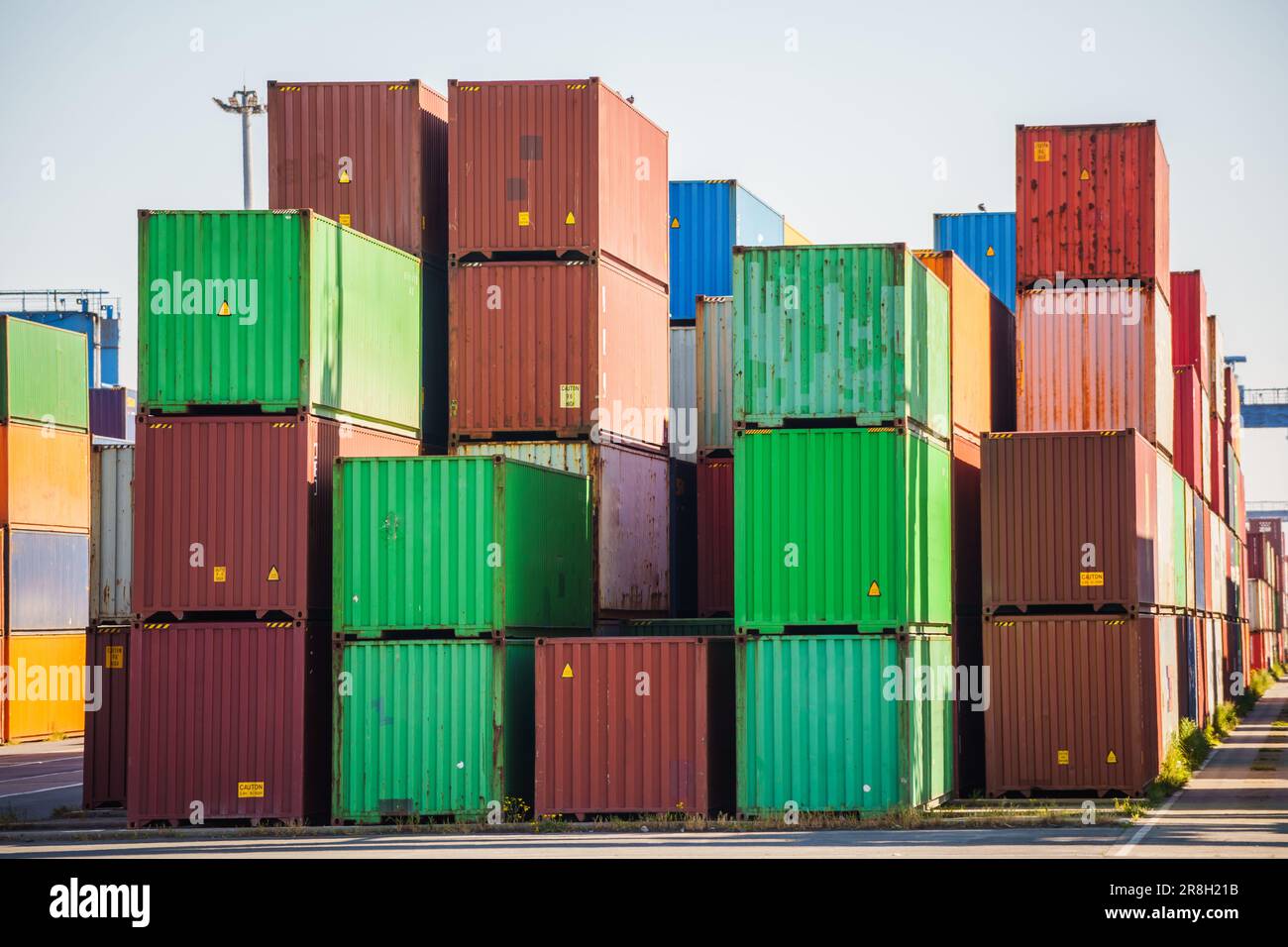 Shipping containers stacked at a commercial port Stock Photo - Alamy Shipping containers stacked at a commercial port Stock Photo - Alamy