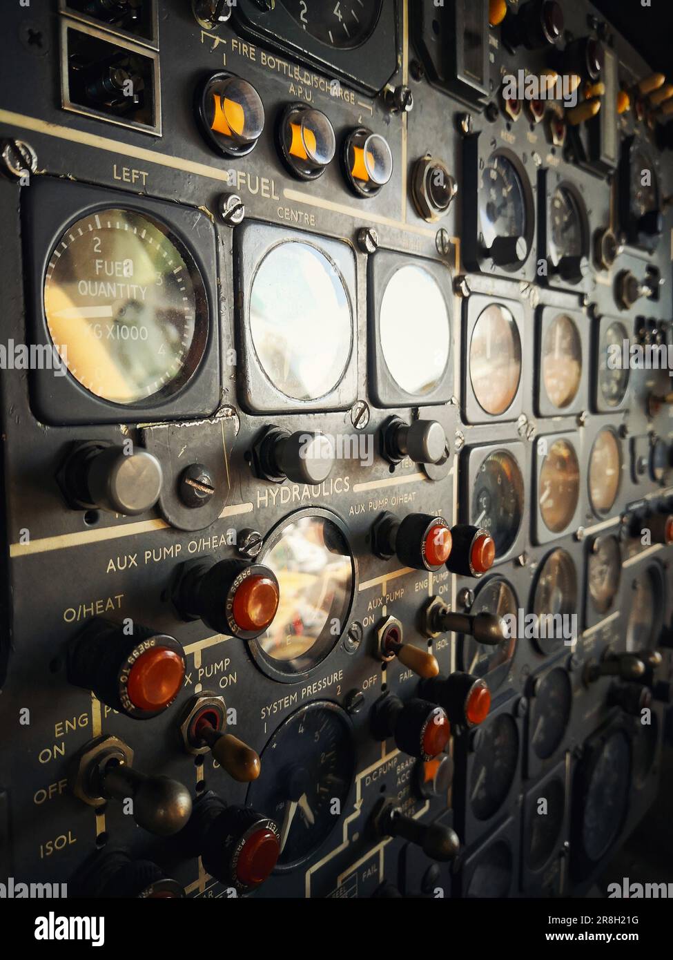 Close up shot of the control panel in a plane cockpit Stock Photo - Alamy