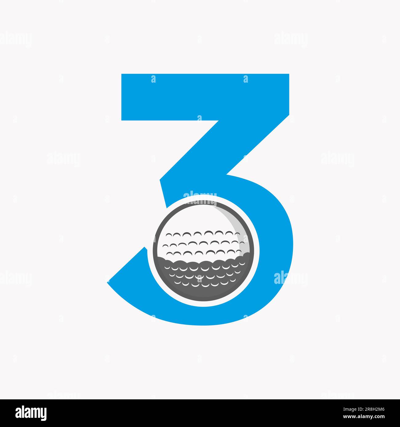 Golf Logo On Letter 3. Initial Hockey Sport Academy Sign, Club Symbol ...