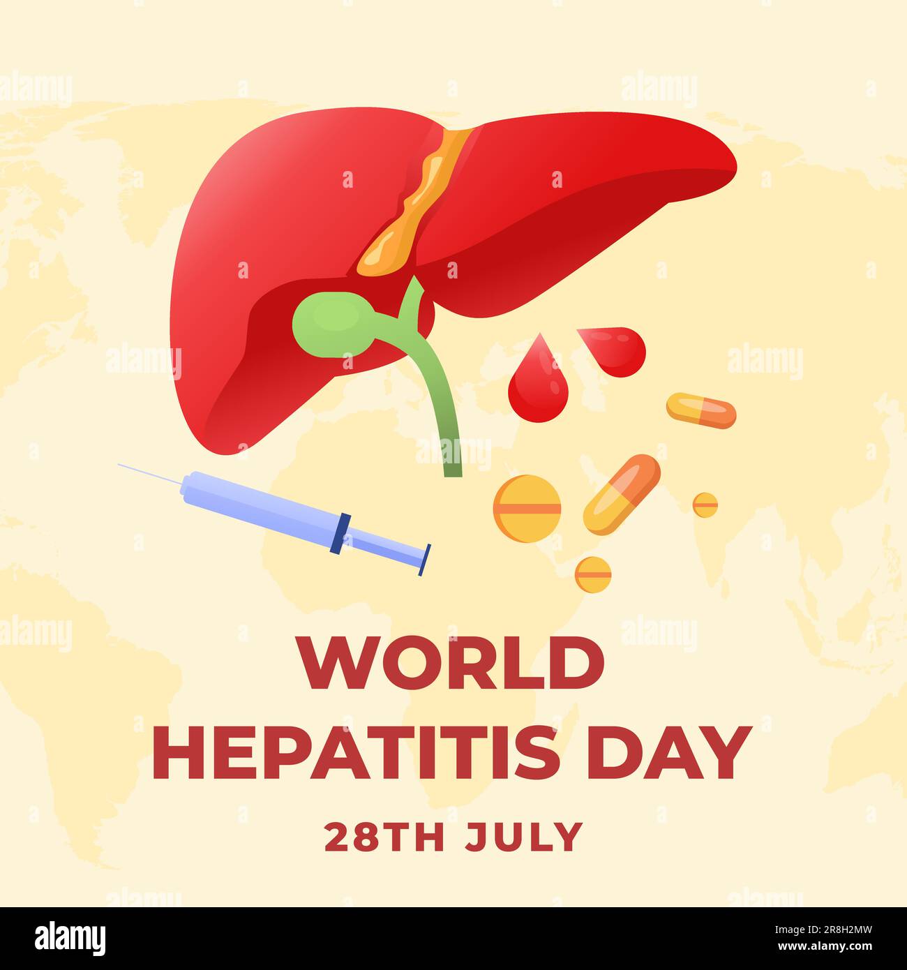 gradient design world hepatitis day with liver and medicine Stock ...