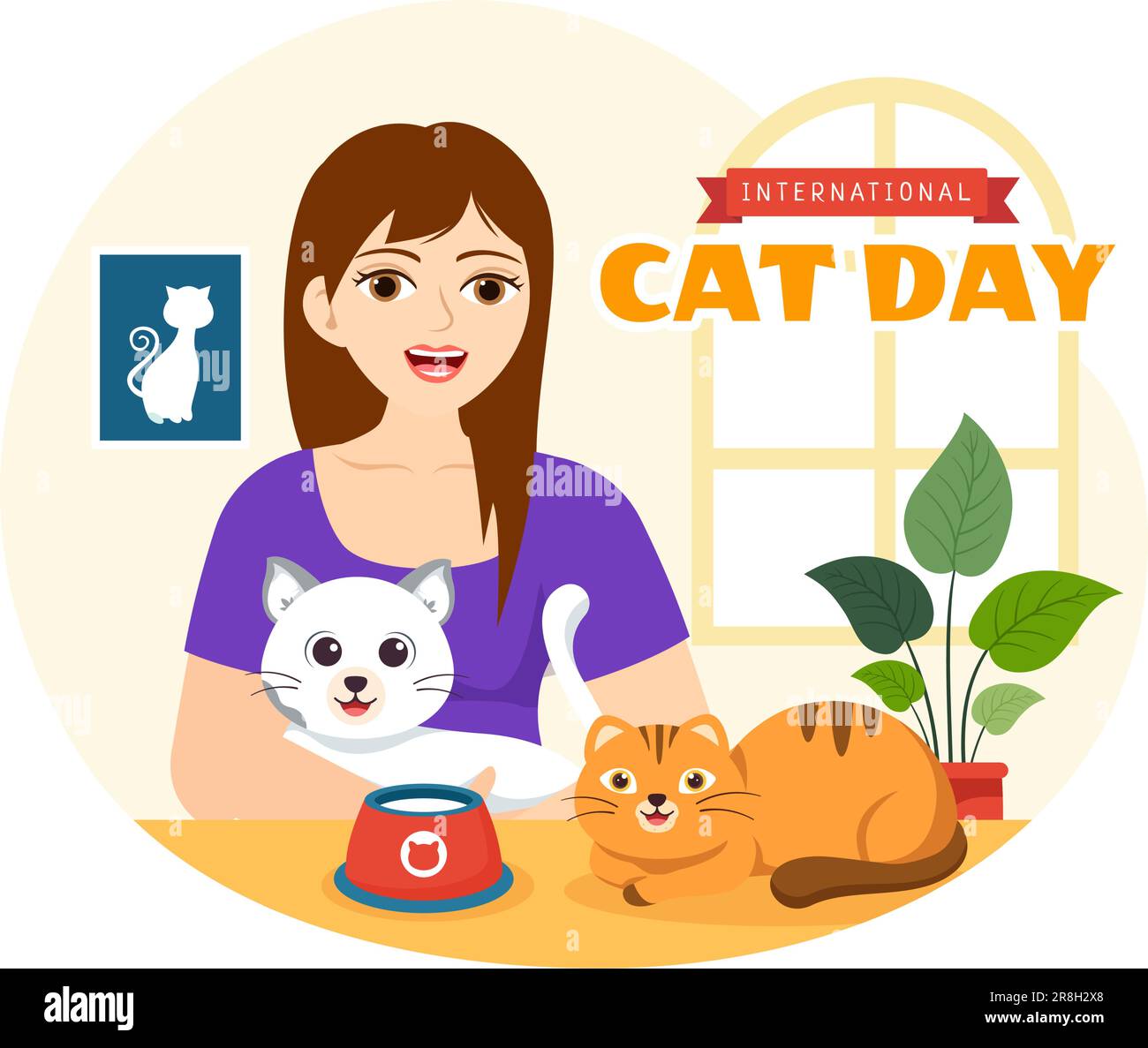 International Cat Day Vector Illustration on August 8 with Cats Animals ...