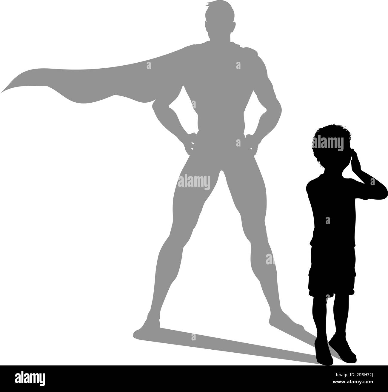 Serious young boy child shadow Stock Vector Images - Alamy