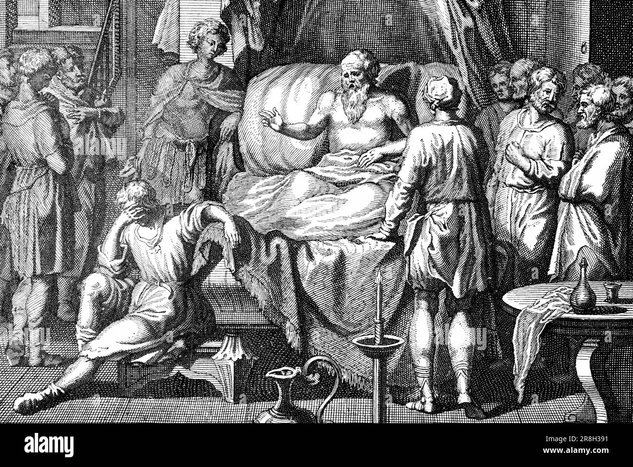 The dying Jacob blesses his sons, Old Testament, Bible, historic ...