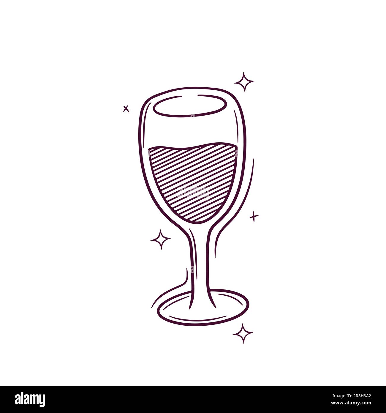 Hand Drawn Wine Glass. Doodle Vector Sketch Illustration Stock Vector ...