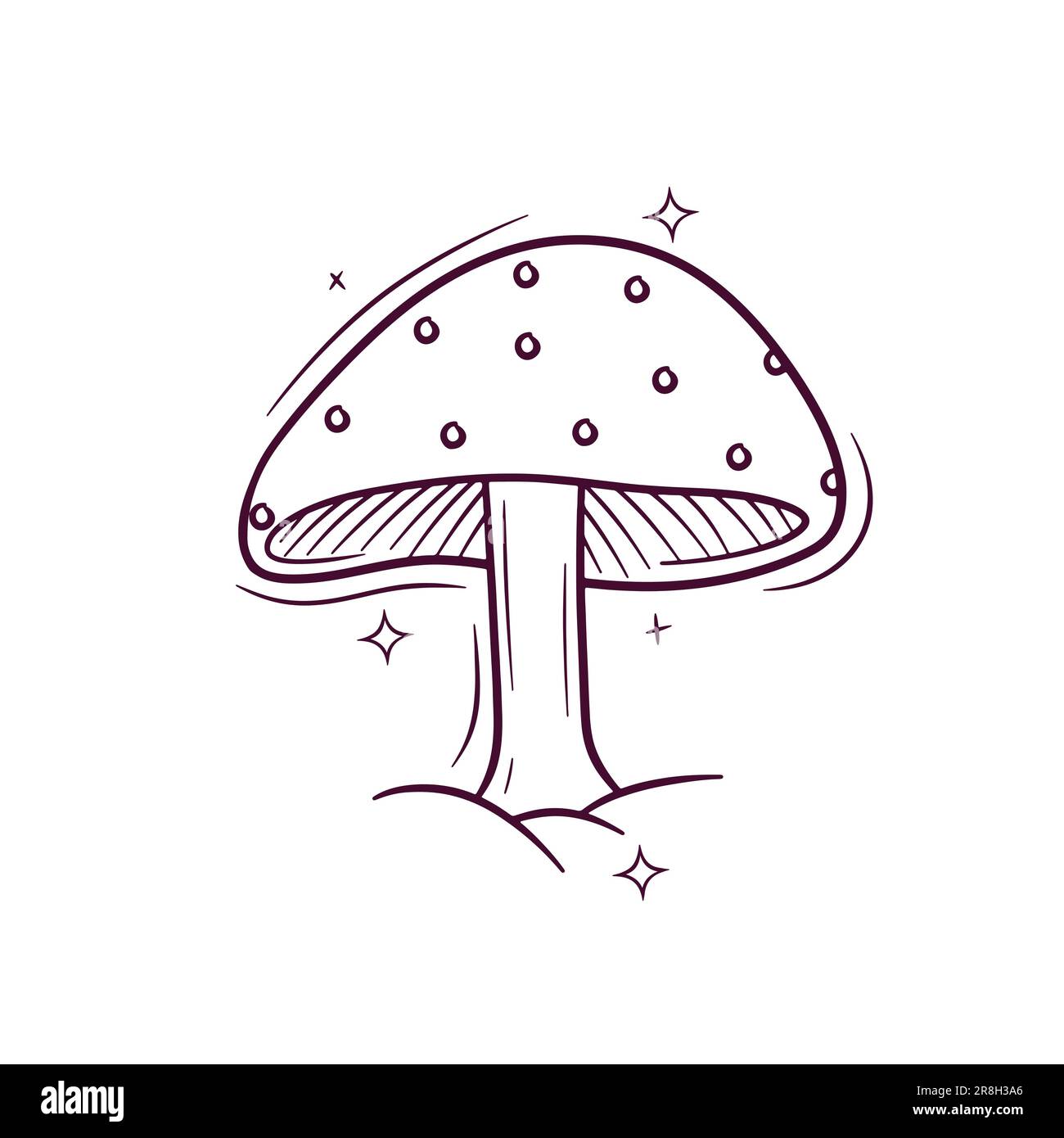 Hand Drawn Poisonous Mushroom. Doodle Vector Sketch Illustration Stock ...