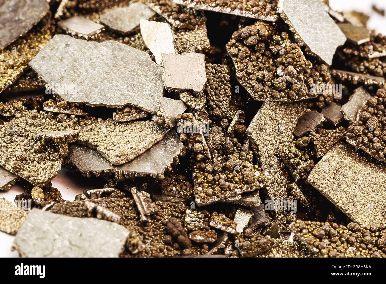 Manganese samples, flaked pure manganese metal used in industry ...