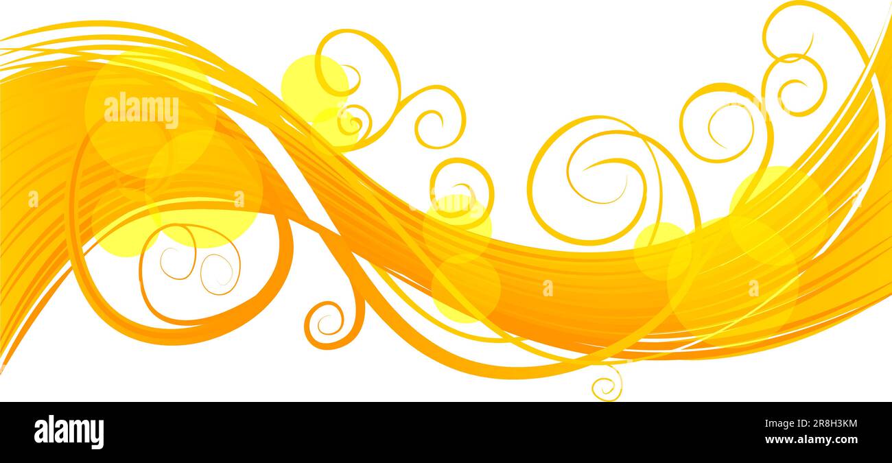 Abstract wave decoration element for greeting card colored in yellow on ...