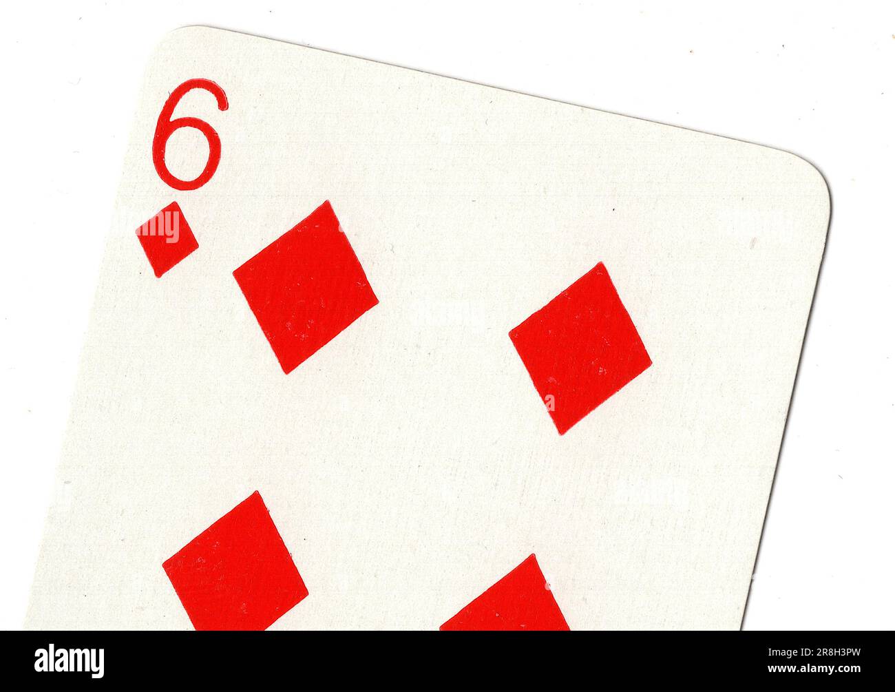 A six of diamonds vintage playing card on a white background Stock ...