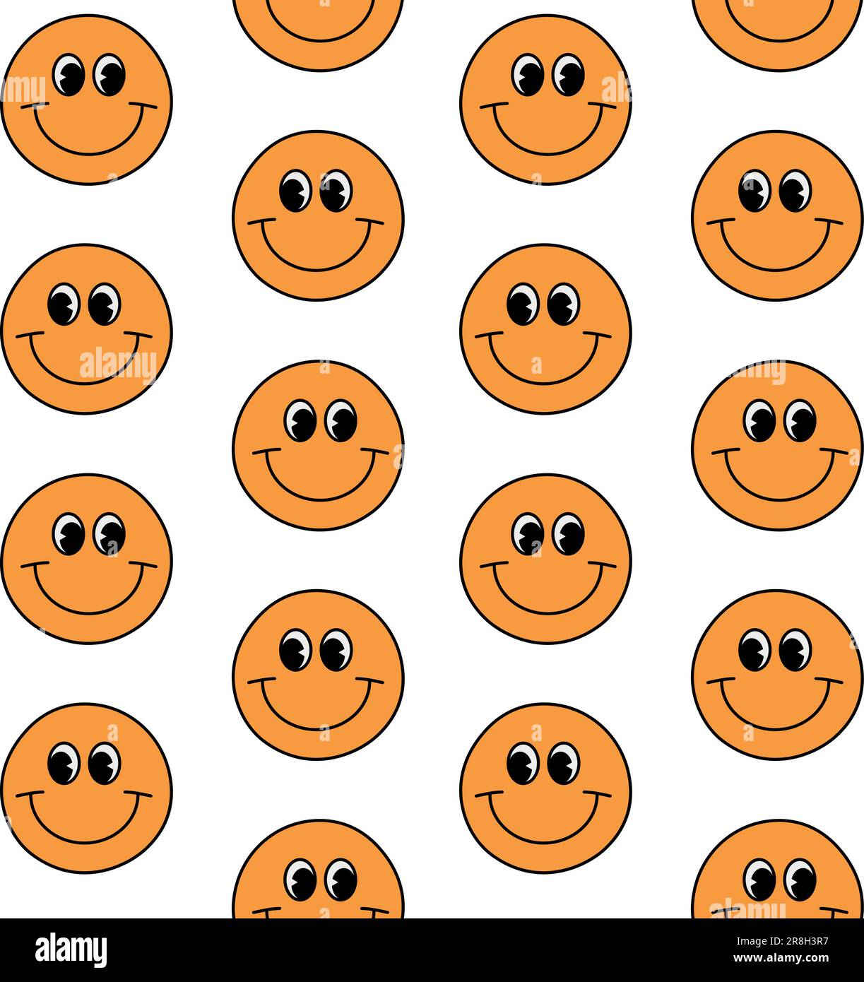 Vector seamless pattern of retro groovy face with smile isolated on ...