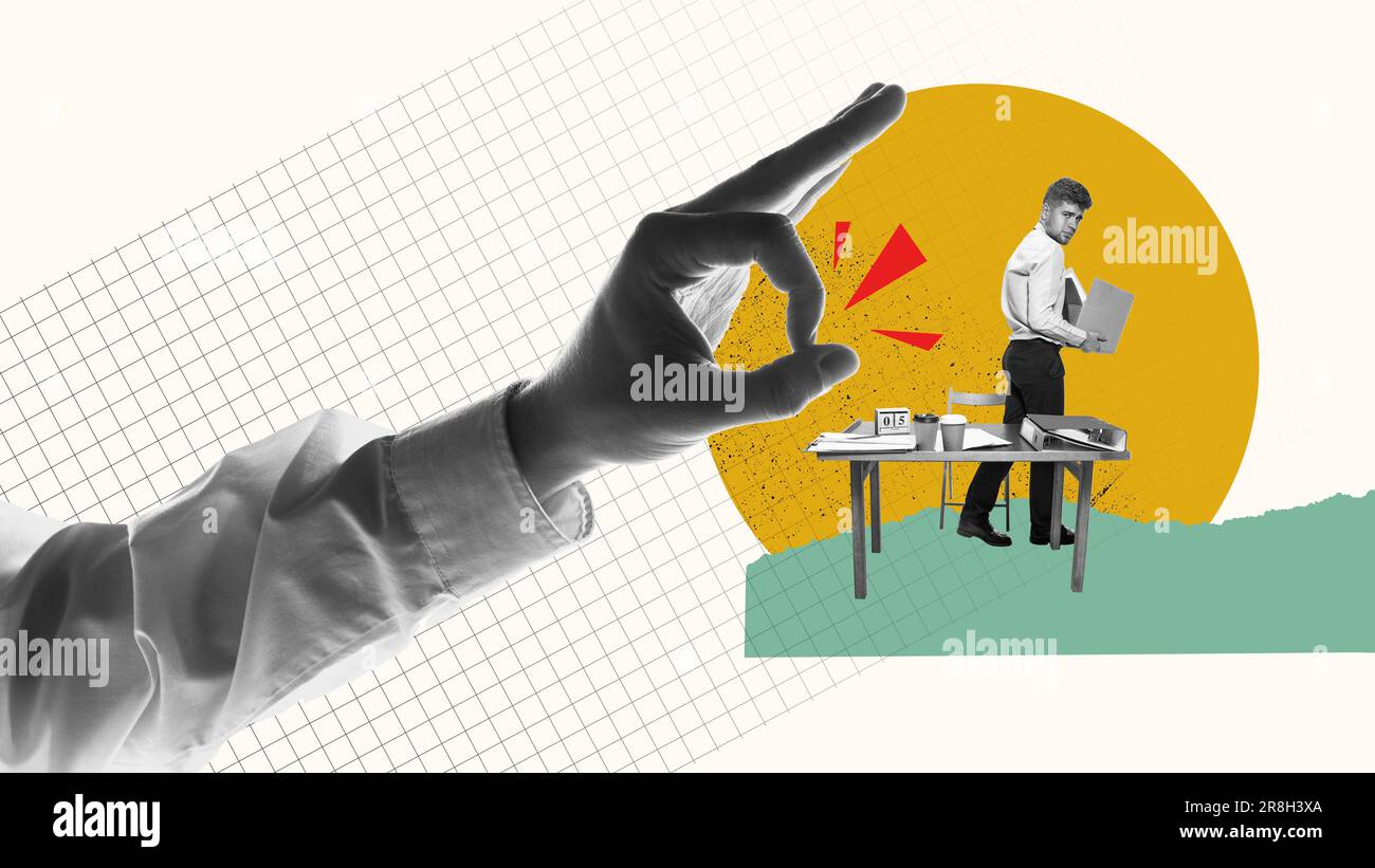 Employee quitting job, boss firing man from position. Professional and ...