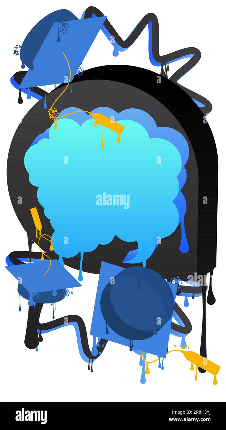 Abstract blue and black graffiti Graduation Cap Background. Modern ...