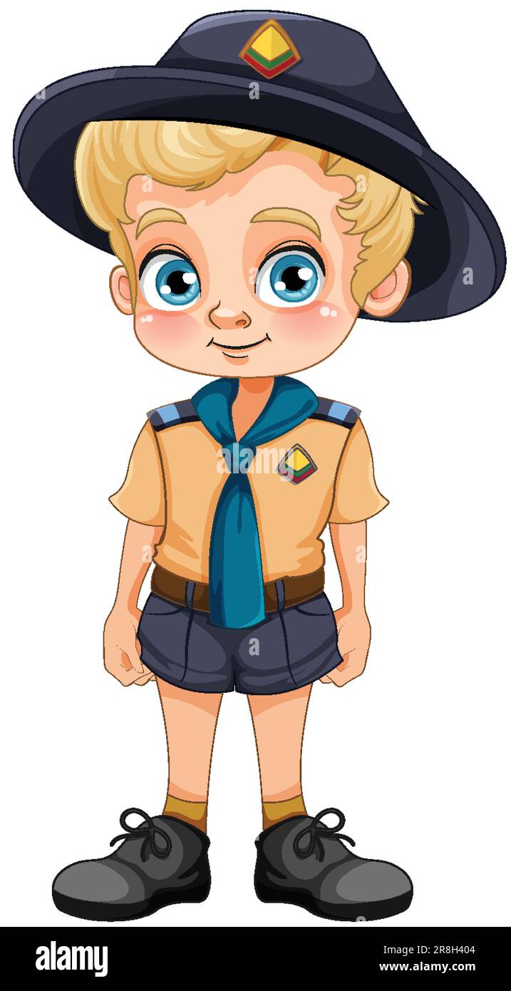 Boy scout in uniform cartoon character illustration Stock Vector Image ...