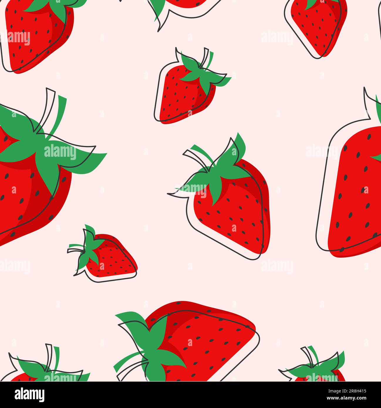 Cartoon strawberry seamless pattern. Vector background. Texture for ...