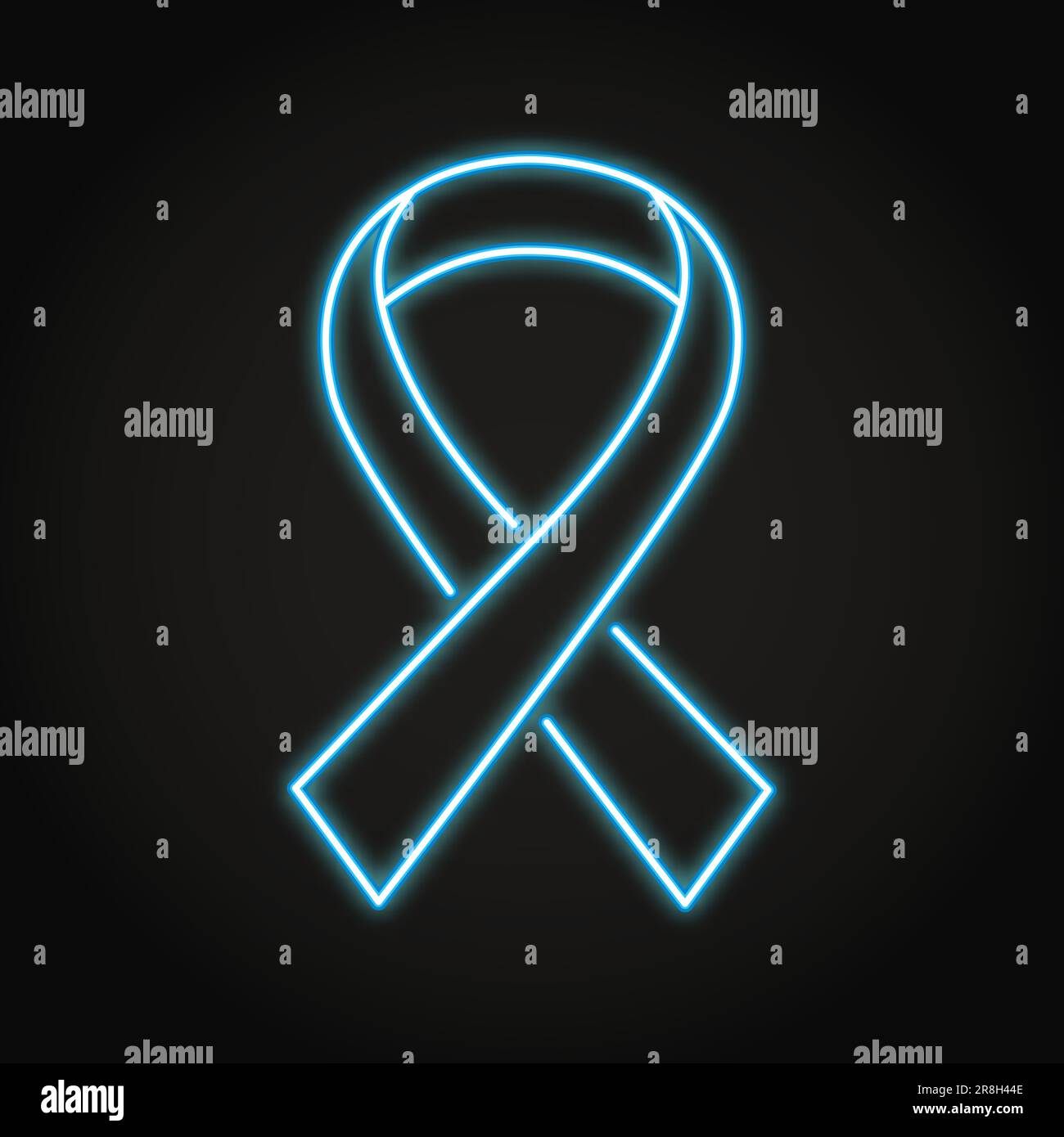 Blue awareness ribbon neon icon. Peace symbol. Vector illustration ...