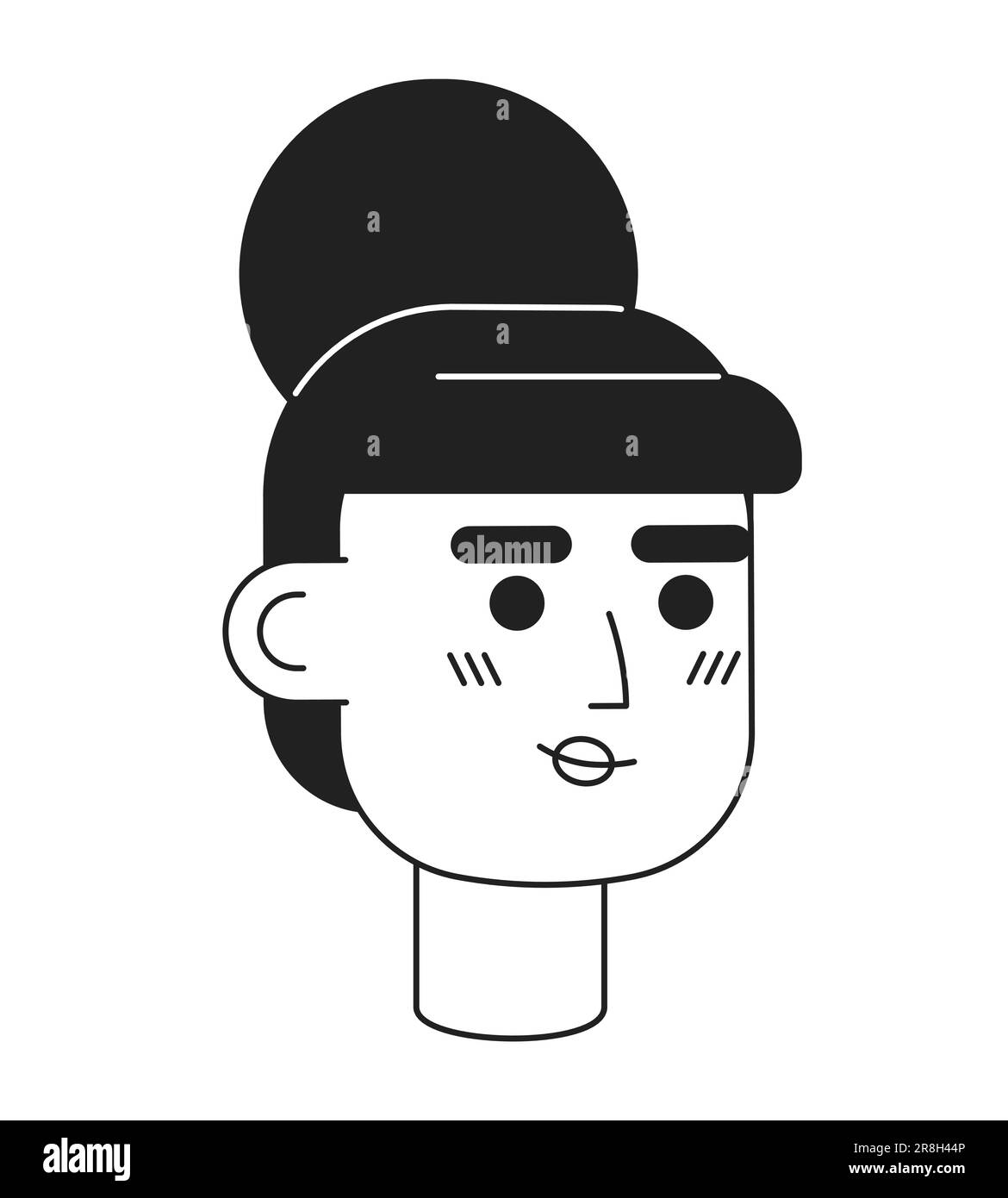 Young adult caucasian businesswoman monochrome flat linear character ...