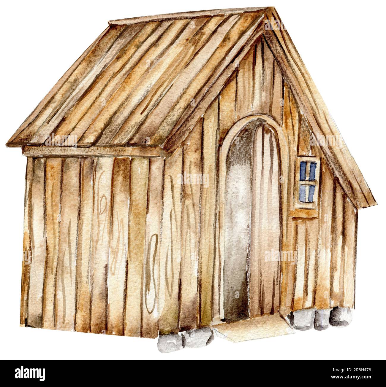 Watercolor wooden farmhouse. Hand drawn illustration of a farm. Perfect ...