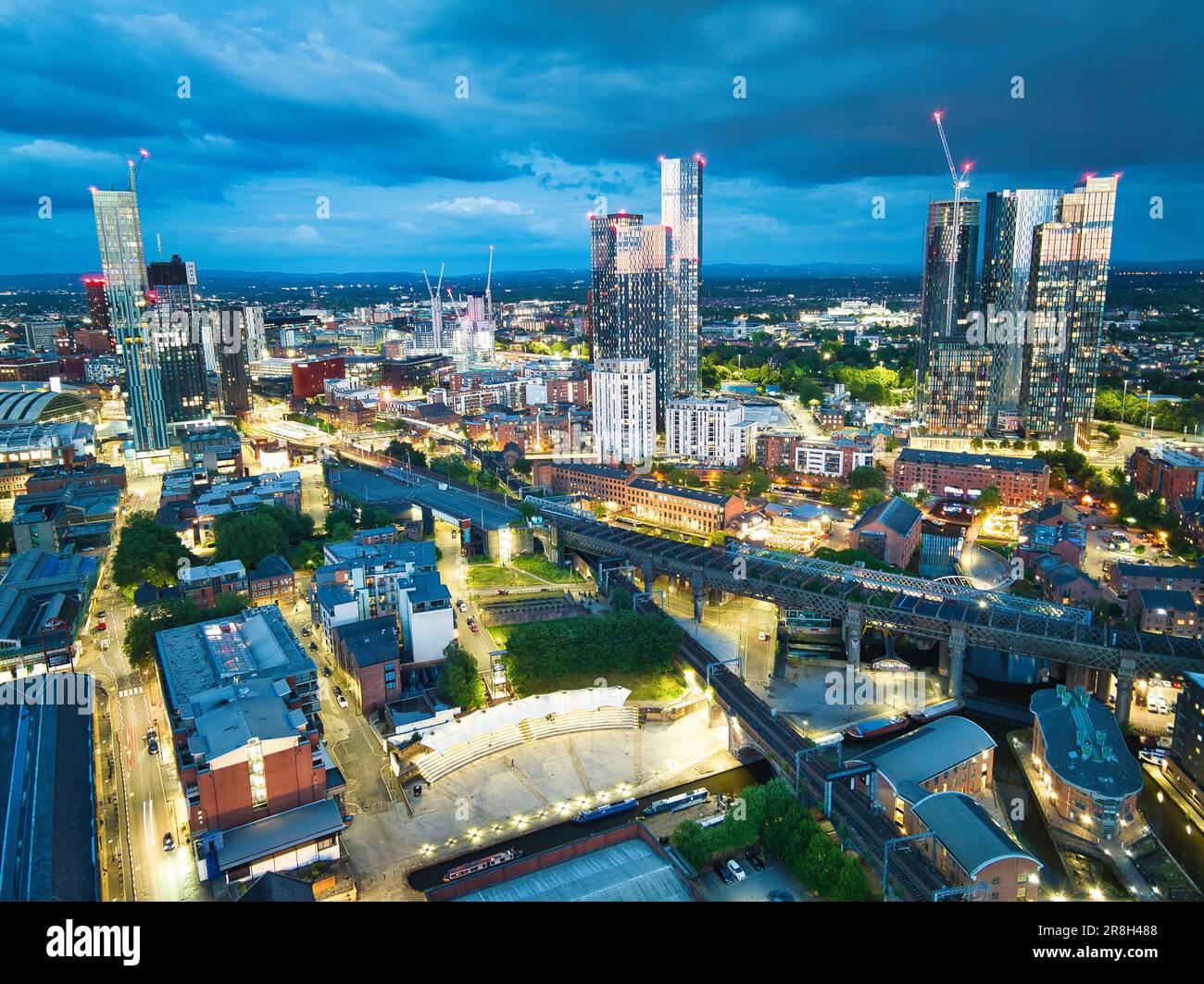 Aerial view manchester city centre hi-res stock photography and images ...