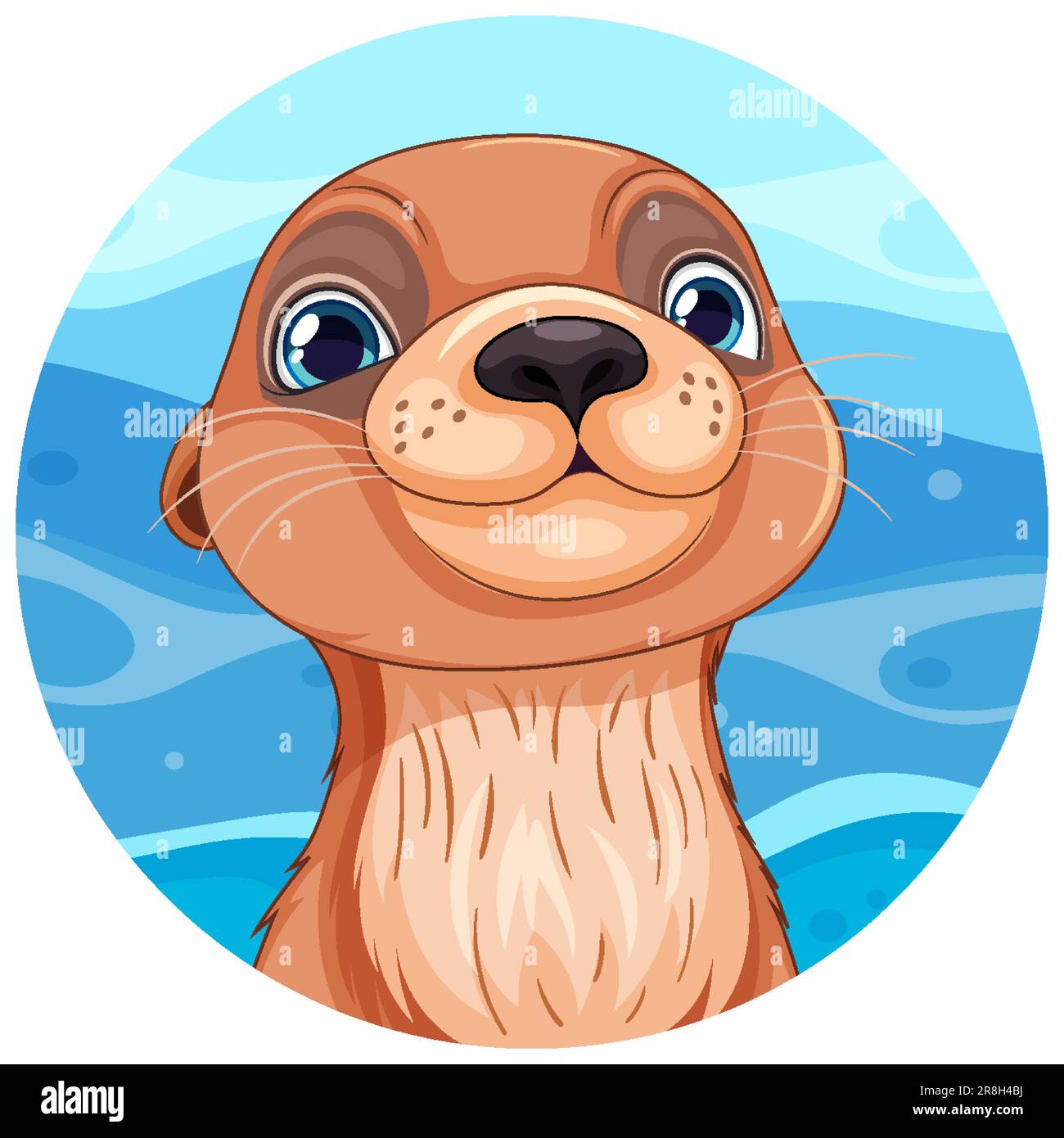 Otter on blue water background sticker template illustration Stock ...