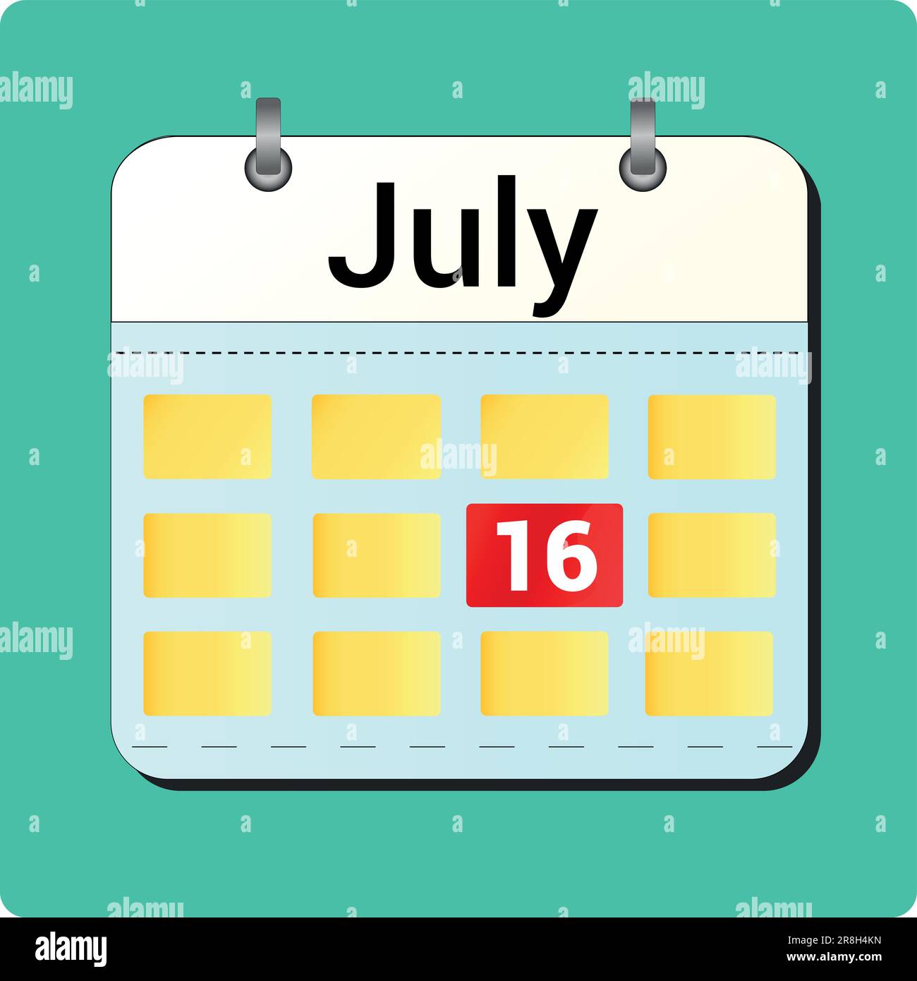 calendar vector drawing, date JULY 16 on the page Stock Vector Image ...