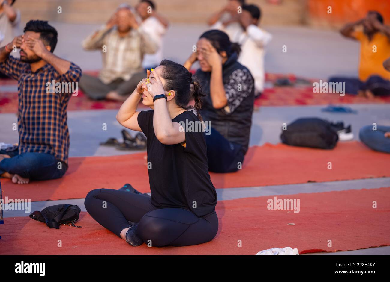 Varanasi, India - March 2023: Portrait of an foreign female tourist ...