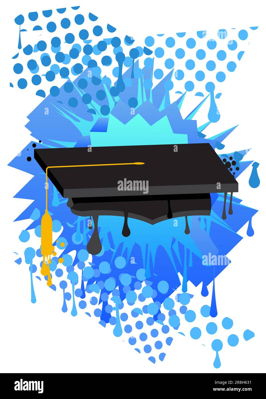 Abstract blue and black graffiti Graduation Cap Background. Modern ...