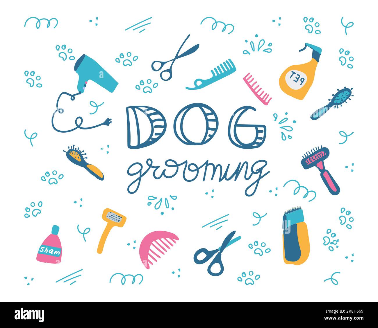 Dog grooming. Lettering for website, banner, flyer. Pet haircut in ...