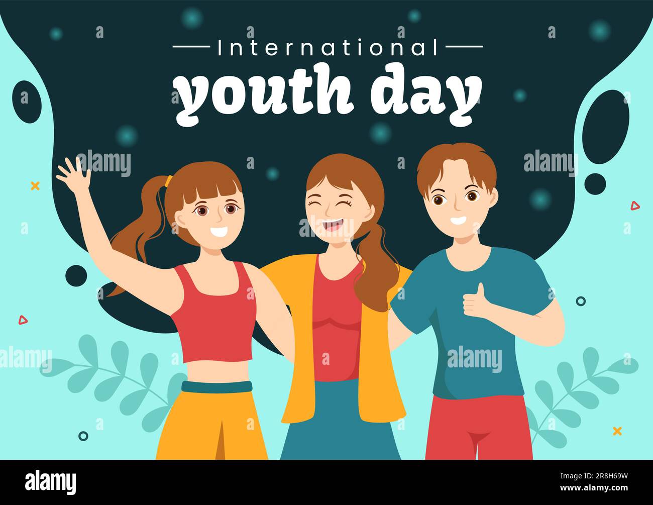 Happy International Youth Day Vector Illustration with Young Boys and ...