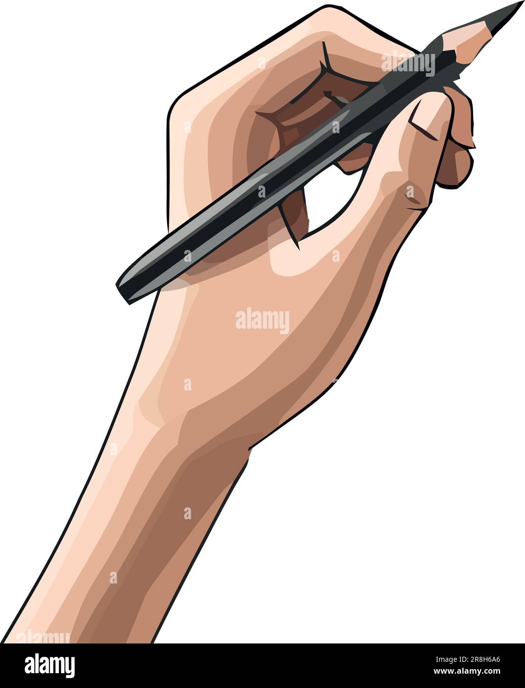 Hand holds pencil Stock Vector Images - Alamy