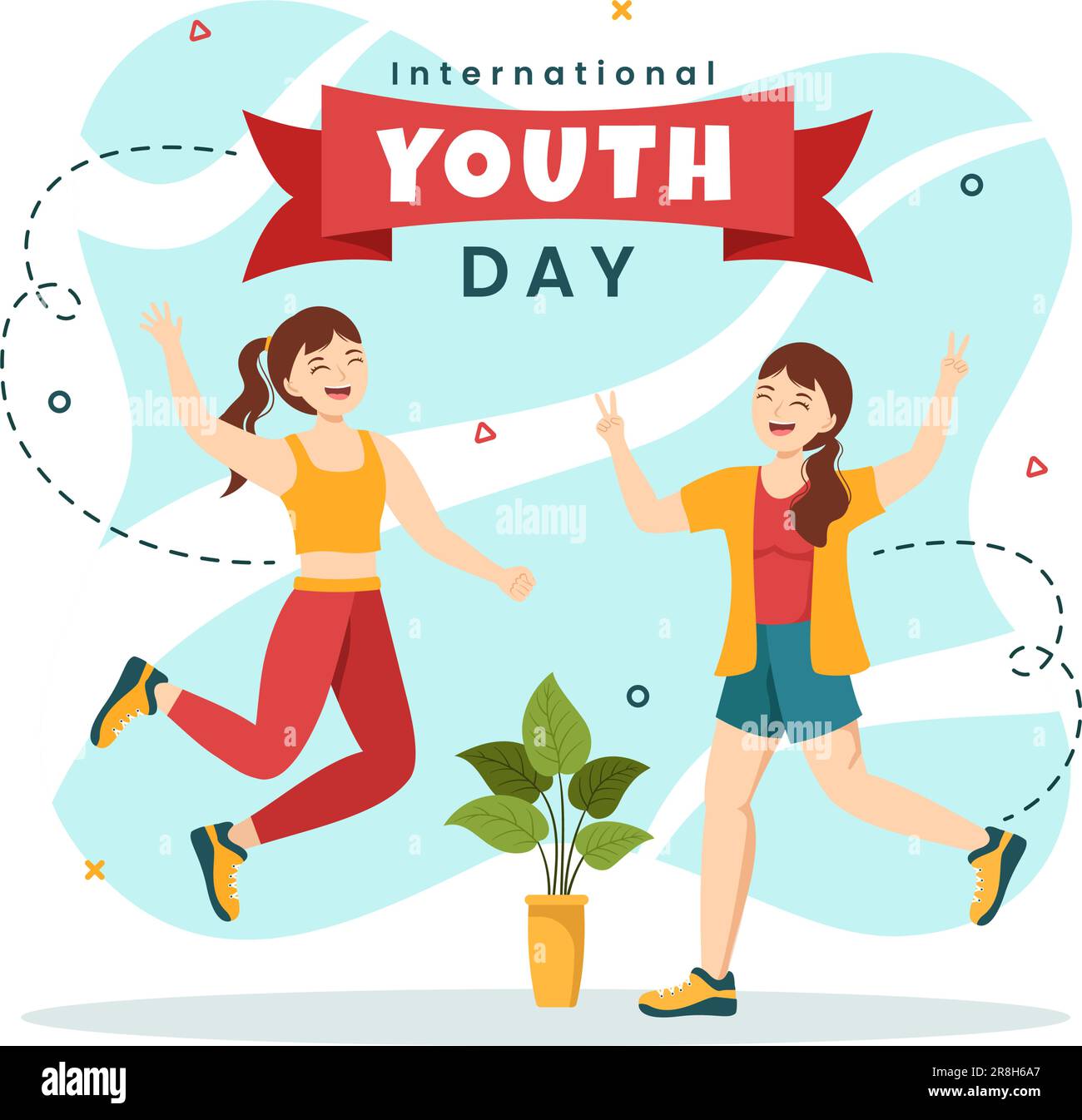 Happy International Youth Day Vector Illustration with Young Boys and ...