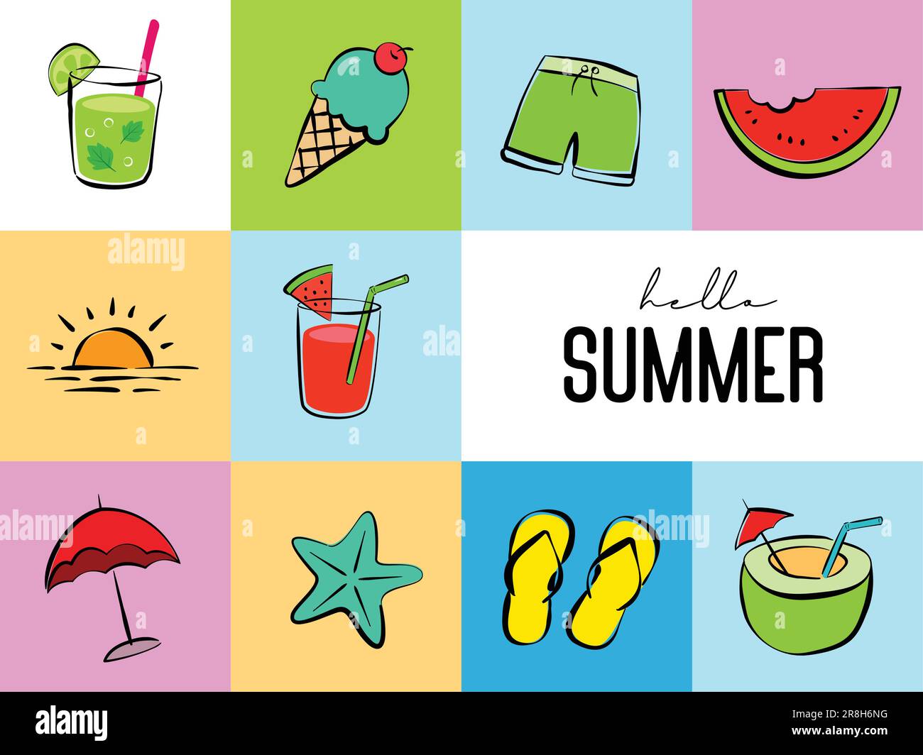 Hello spring summer vacation Stock Vector Images - Alamy