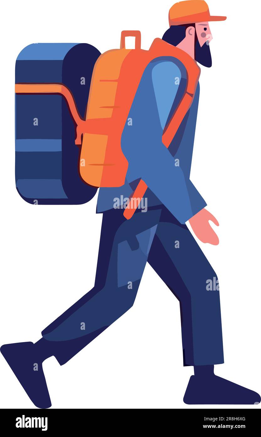 One person walking with backpack on adventure Stock Vector Image & Art ...