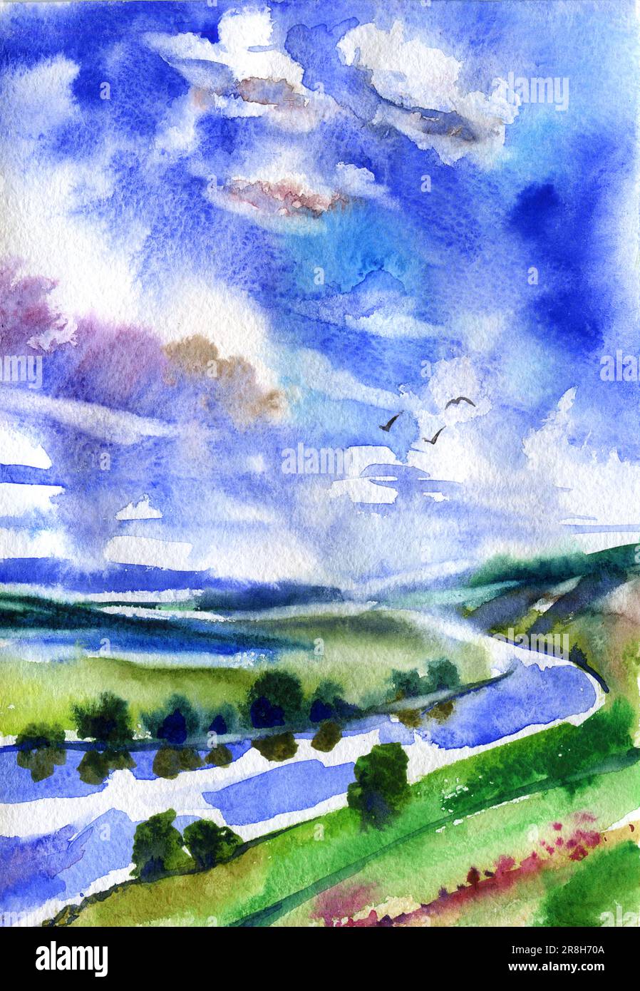 Landscape watercolor hi-res stock photography and images - Alamy