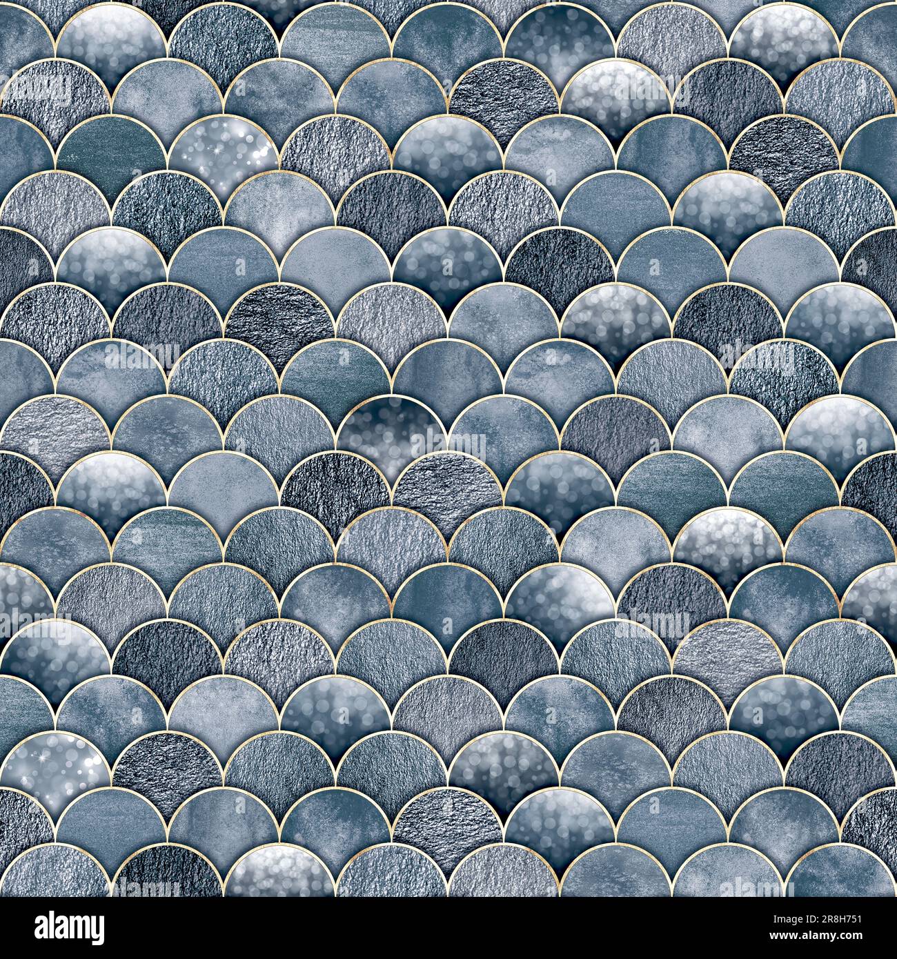 Mermaid fish scale wave japanese luxury golden glittering seamless ...