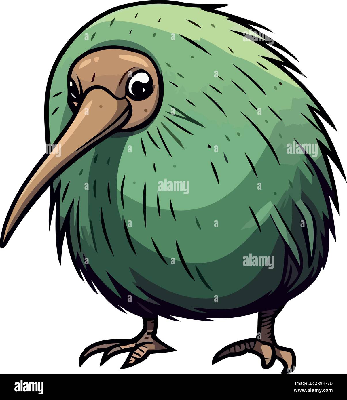 Cute kiwi bird with feathers green cartoon Stock Vector Image & Art - Alamy