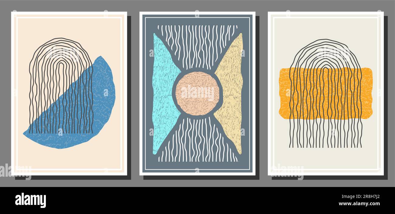 Abstract composition of distorted geometric shapes. A collection of ...