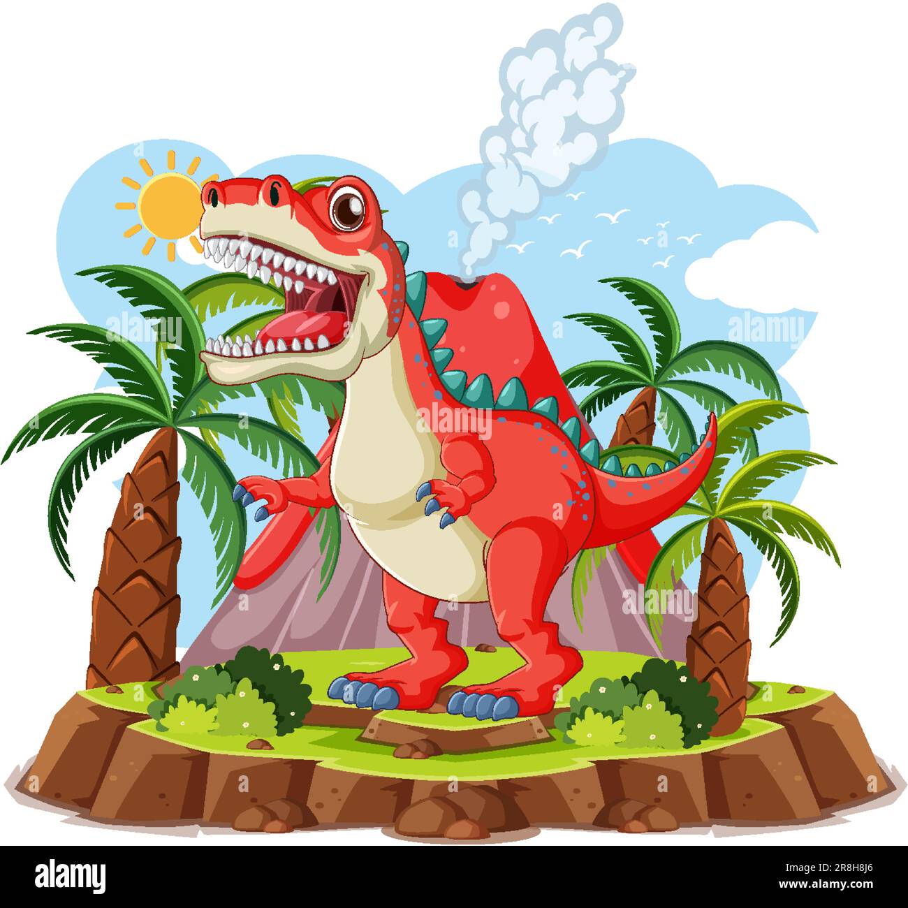 Dinosaur at prehistoric island isolated illustration Stock Vector Image ...