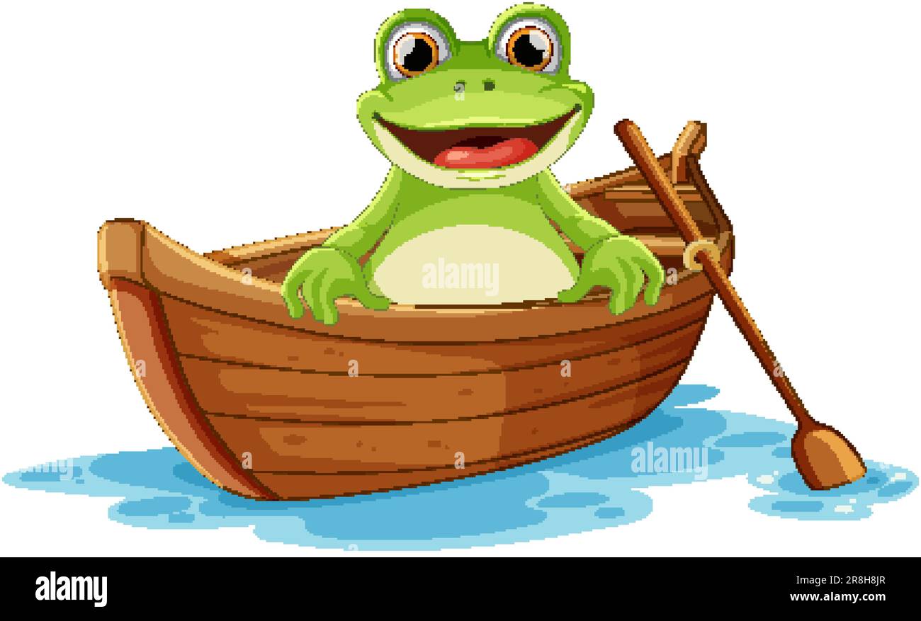 Green frog on paddle boat illustration Stock Vector Image & Art - Alamy