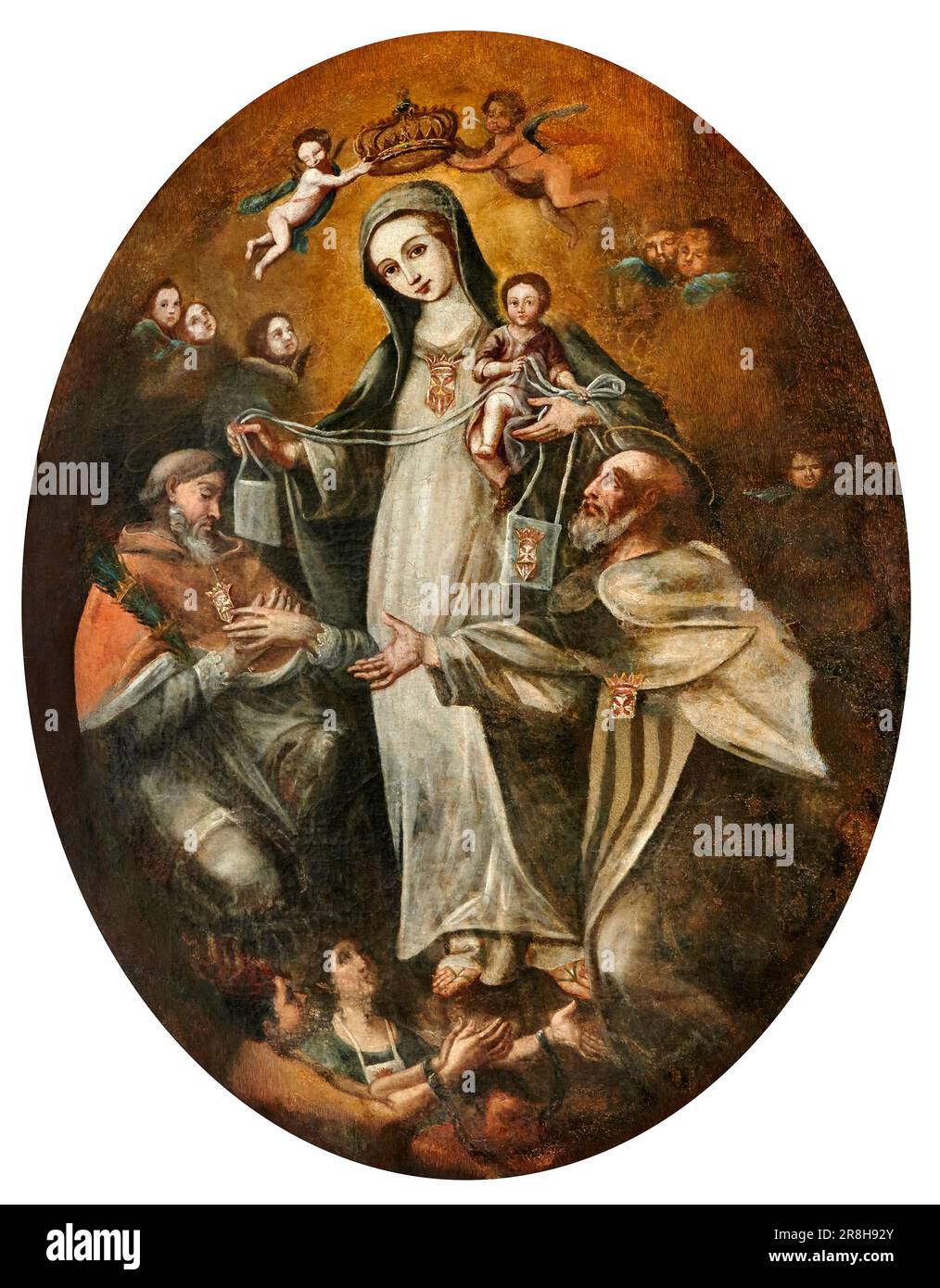 Madonna del Carmelo con S. Simone Stock e un santo carmelitano - olio ...