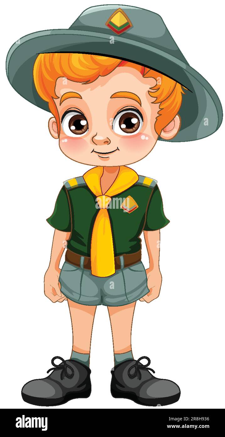 Boy scout in uniform cartoon character illustration Stock Vector Image ...