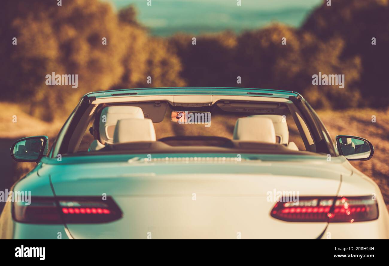 Back View of Modern White Convertible Car with Retracted Roof in ...