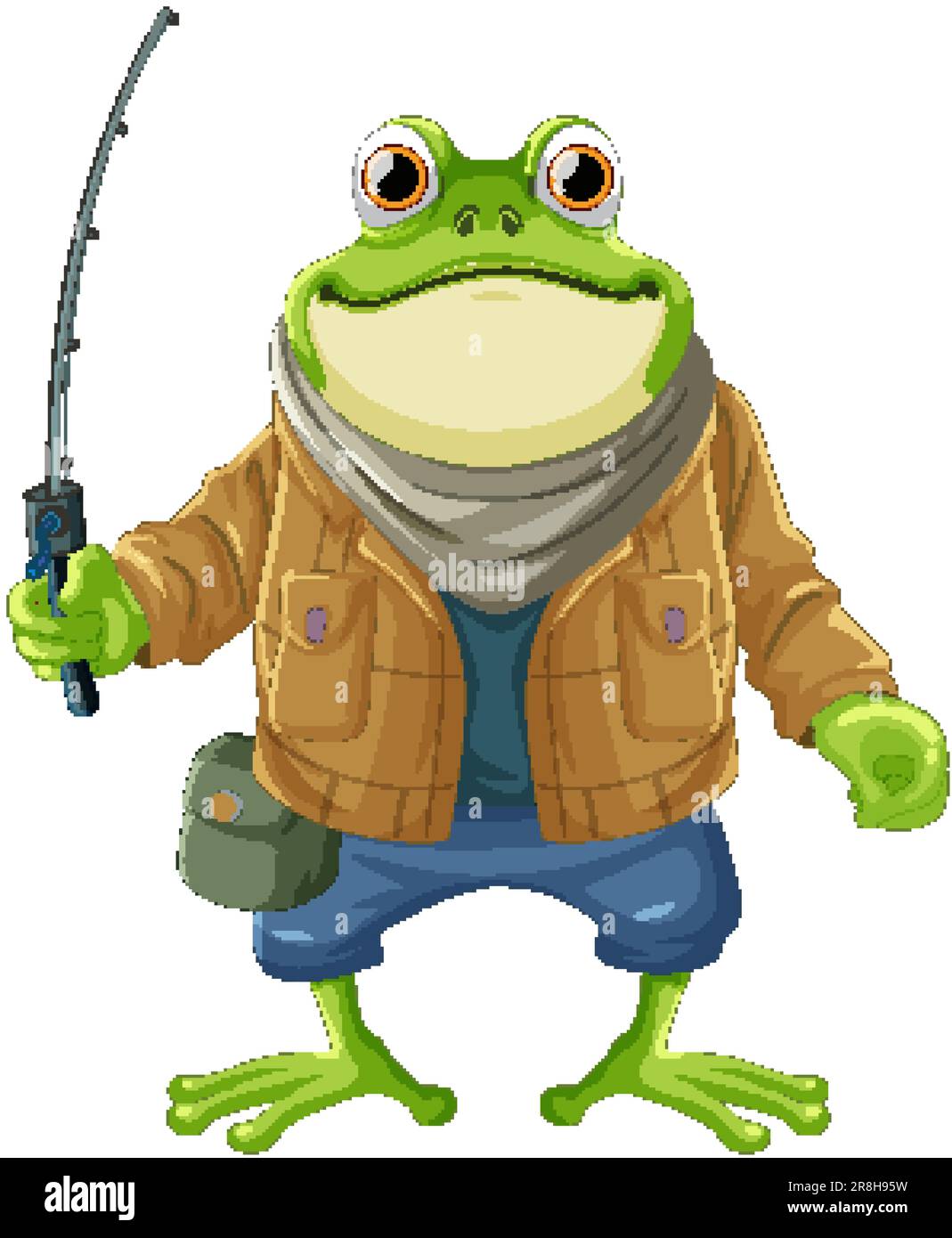 Frog holding fishing rod illustration Stock Vector Image & Art - Alamy