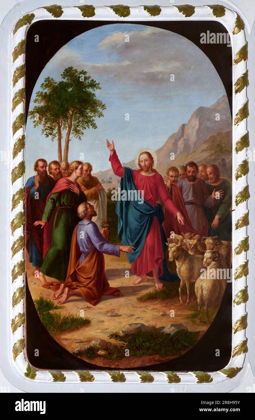 Cristo consegna le chiavi a S. Pietro - olio su tela - pittore ...